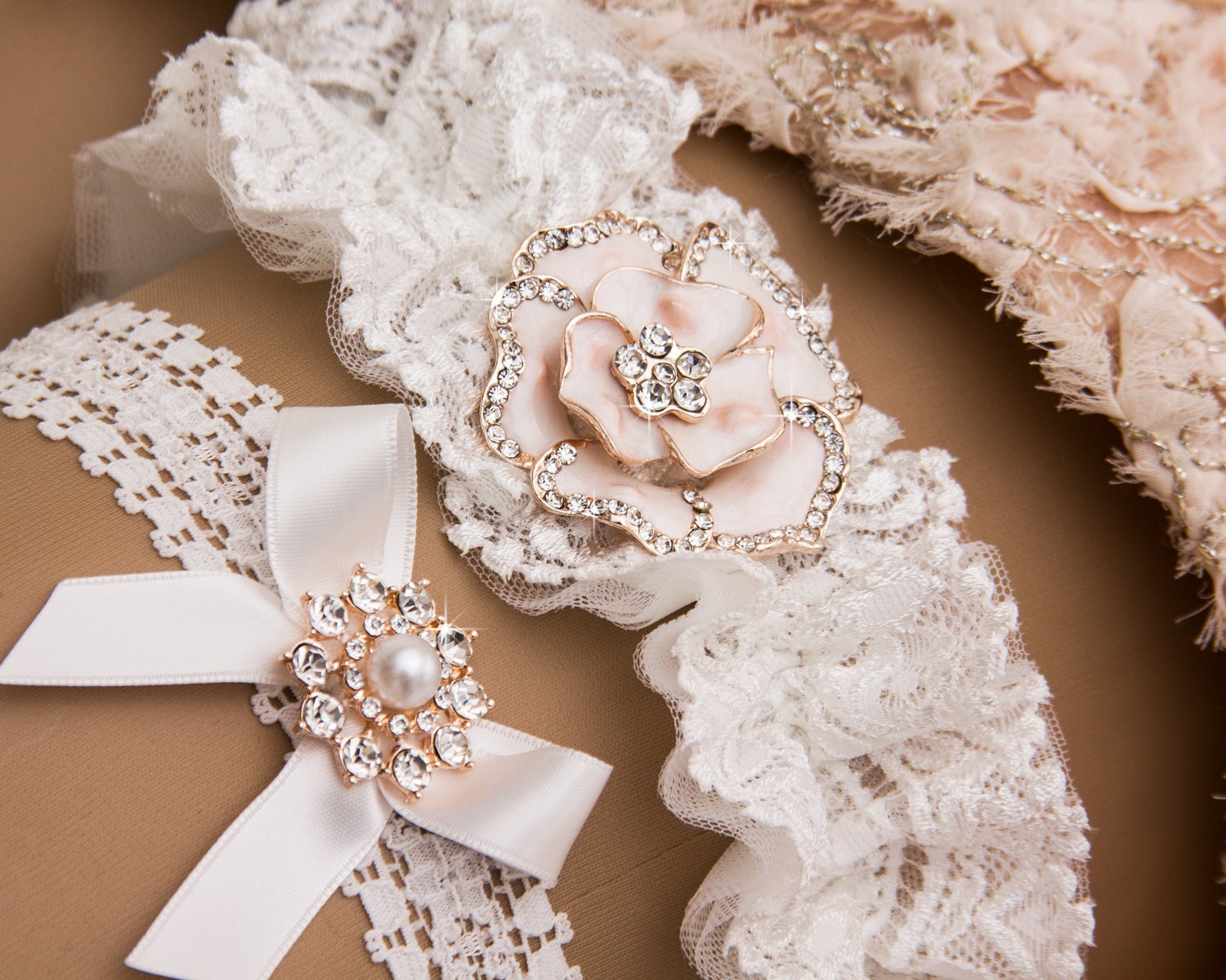 Conjunto de liga de boda liga de novia de oro rosa oro plata | Etsy