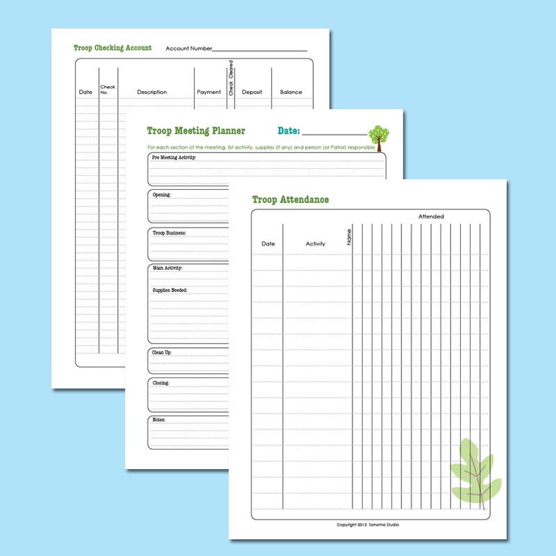 Meeting & Reference Planner - Scout Troop Guide and Planner - Owl Theme ...