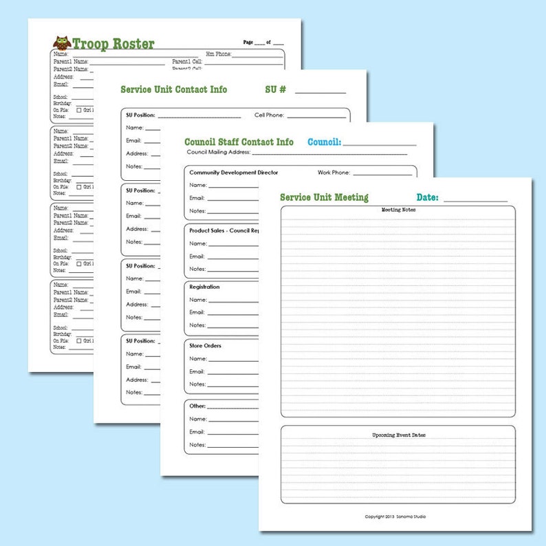 Meeting & Reference Planner - Scout Troop Guide and Planner - Owl Theme ...
