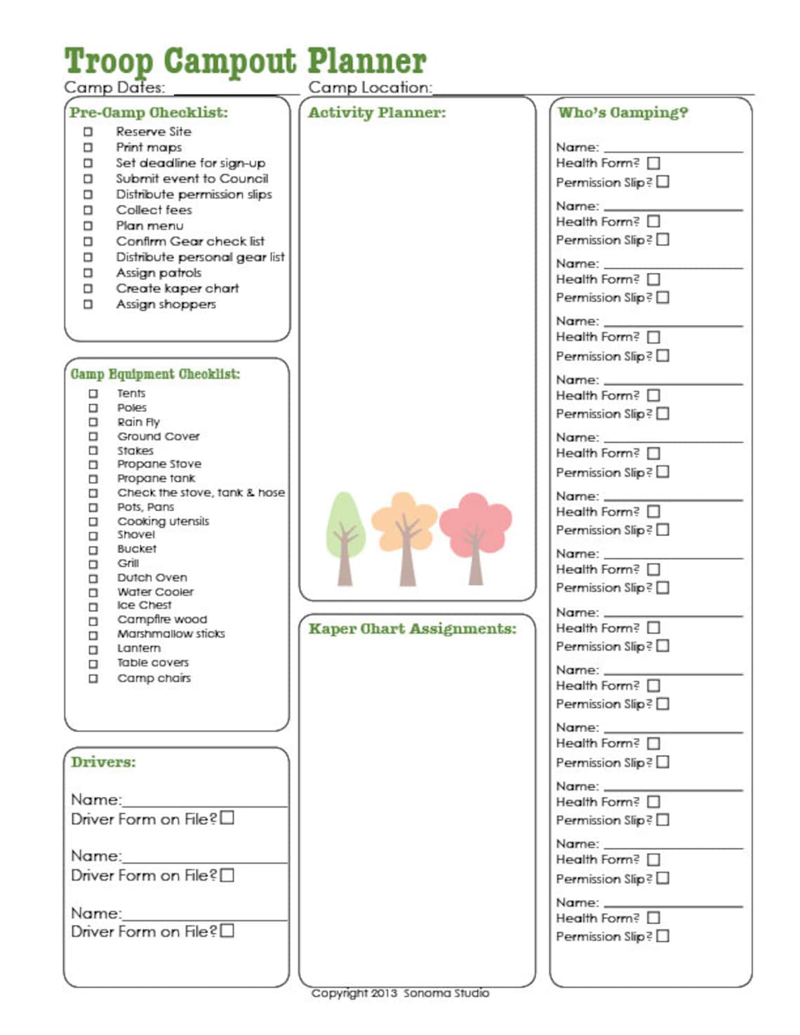 Campout Planner - Scout Troop Guide and Planner - Etsy