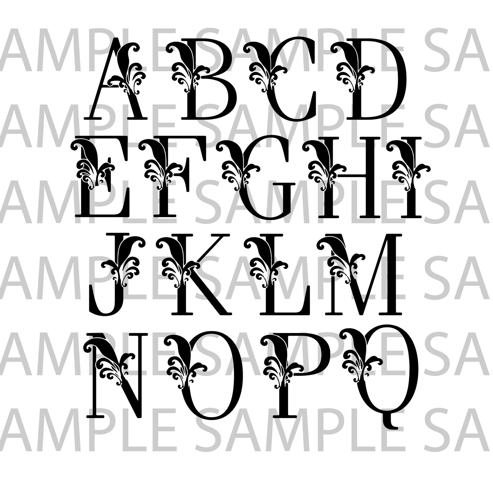 Floral Monogram Last Name Logo Pack and Font SVG Cut Outs for Cricut 3 ...