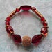 Fancy Red Stretch Bracelet With Goldtone Boho Bead - Etsy