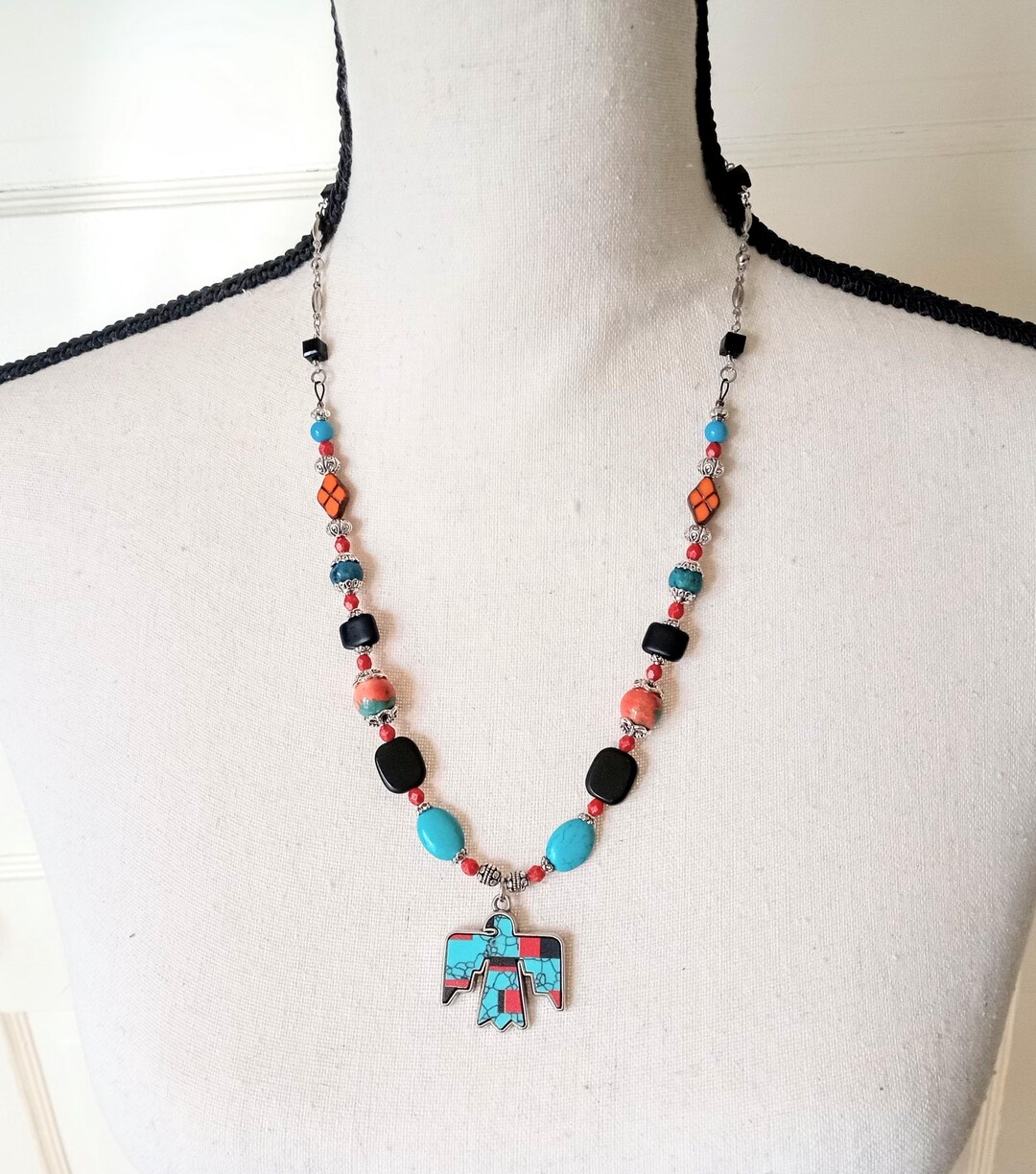 Thunderbird Beaded Necklace: Native American Style Czech Glass Jewelry ...