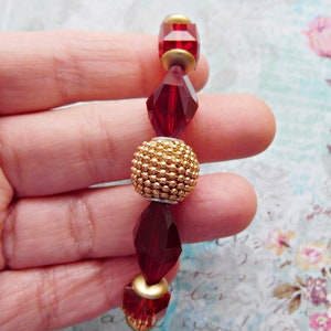 Fancy Red Stretch Bracelet With Goldtone Boho Bead - Etsy