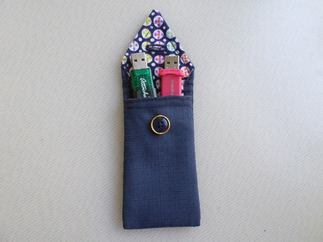 USB Pouch Fabric With Vintage Button Holds Flash Drives - Etsy