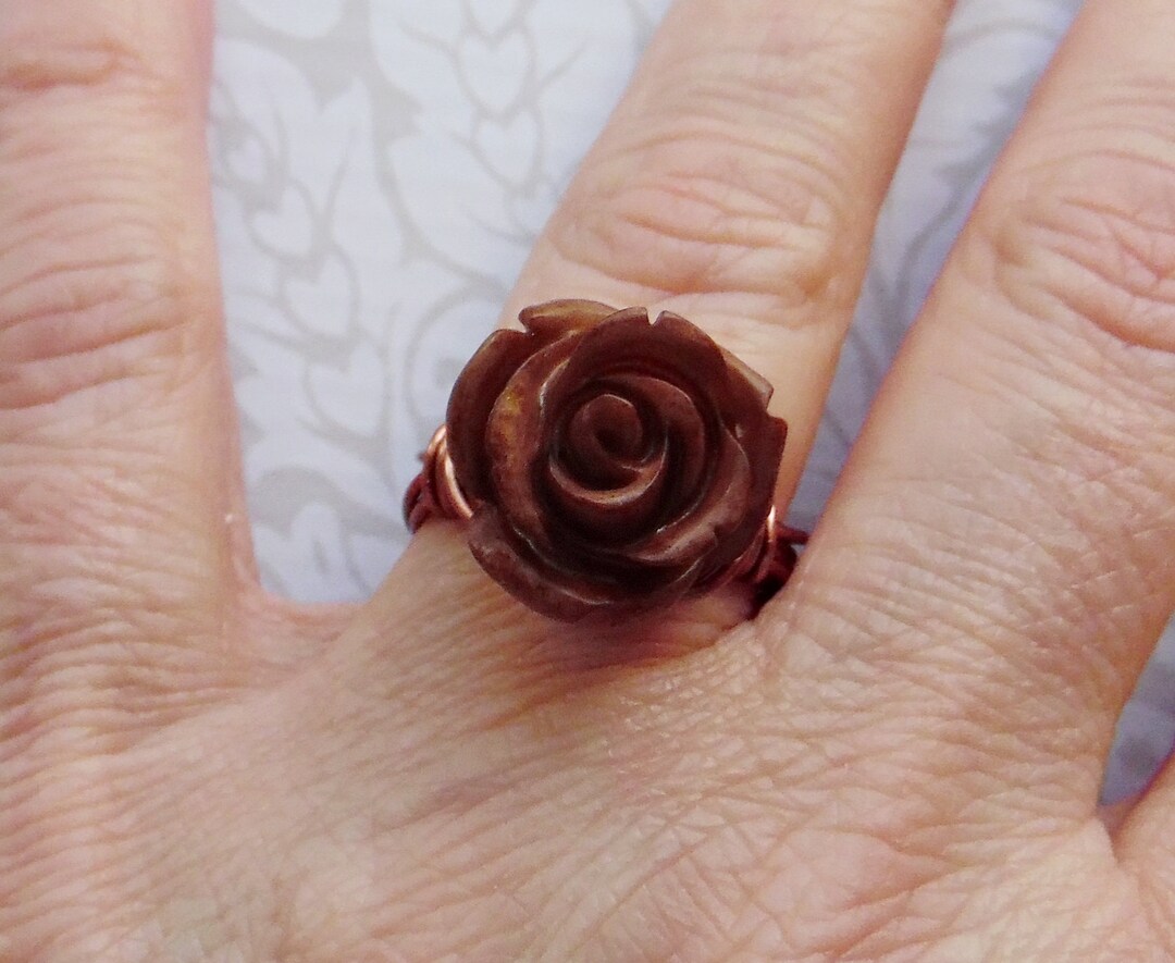 Brown Rose Wire Wrapped Ring - Etsy