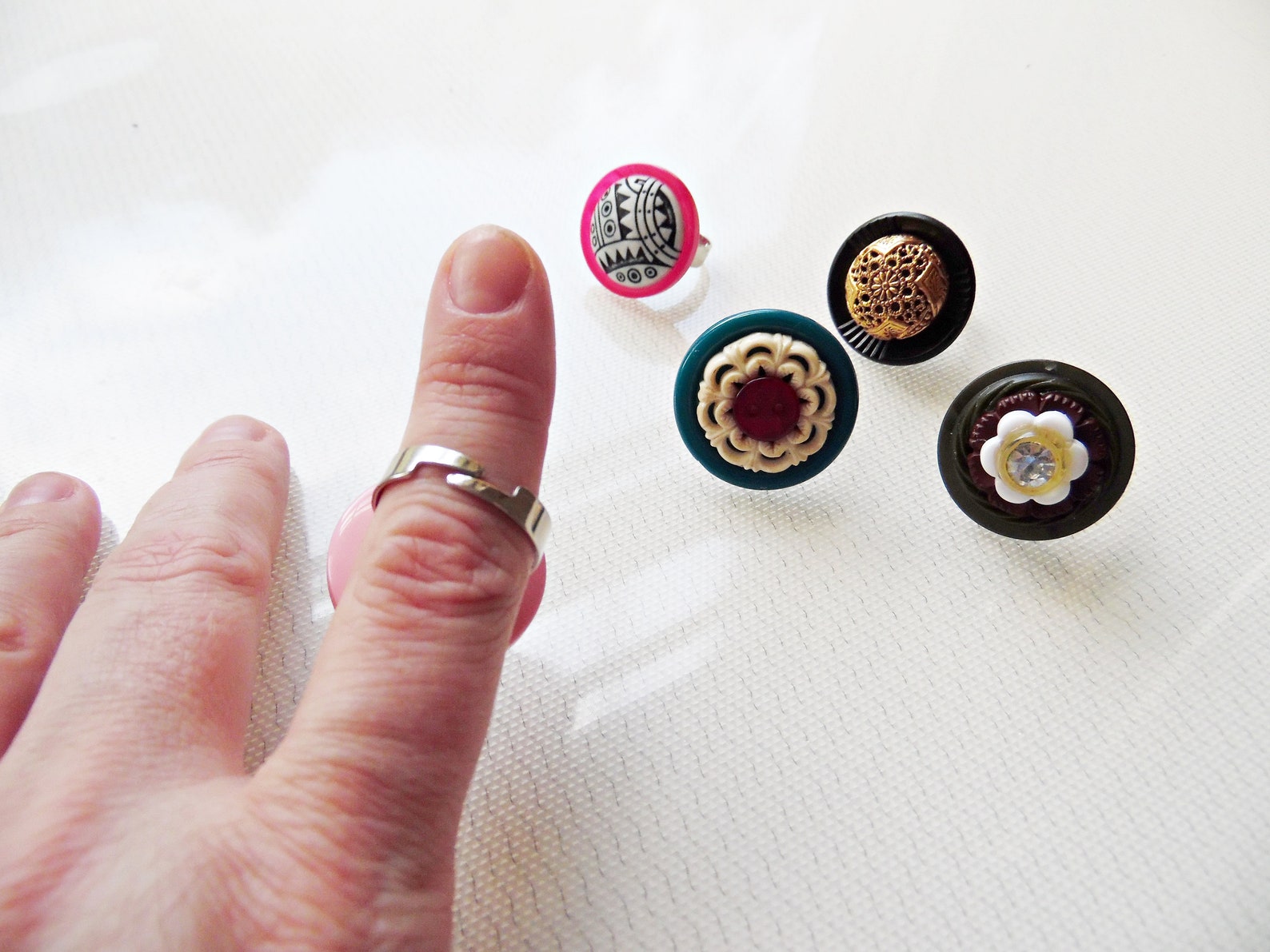 Vintage Button Ring - Etsy