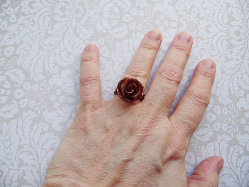 Brown Rose Wire Wrapped Ring - Etsy