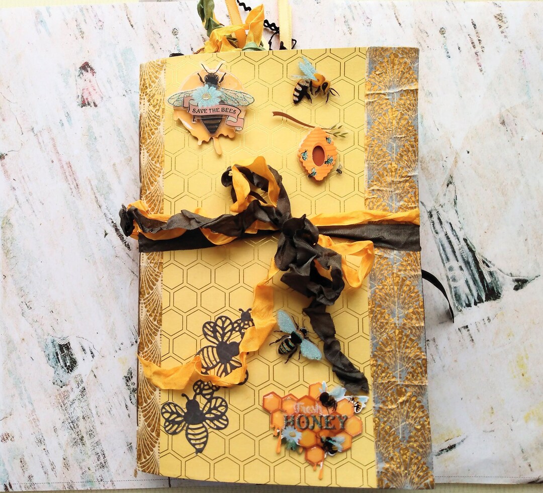 Bee Junk Journal Beekeeper Art Journal Embellished Bee Journal ...