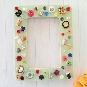 Sewing Theme Button Frame Vintage Buttons Picture Frame 5 X 7 - Etsy