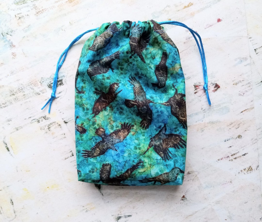 Crow Drawstring Tarot Bag - Raven Draw String Tarot Pouch - Bag for ...
