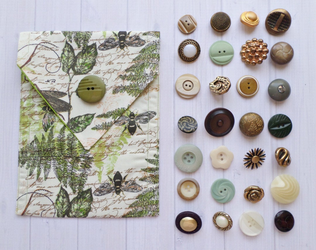 Insect Tarot BAG With Your Choice Vintage Button - Dragonfly Cloth Bag ...