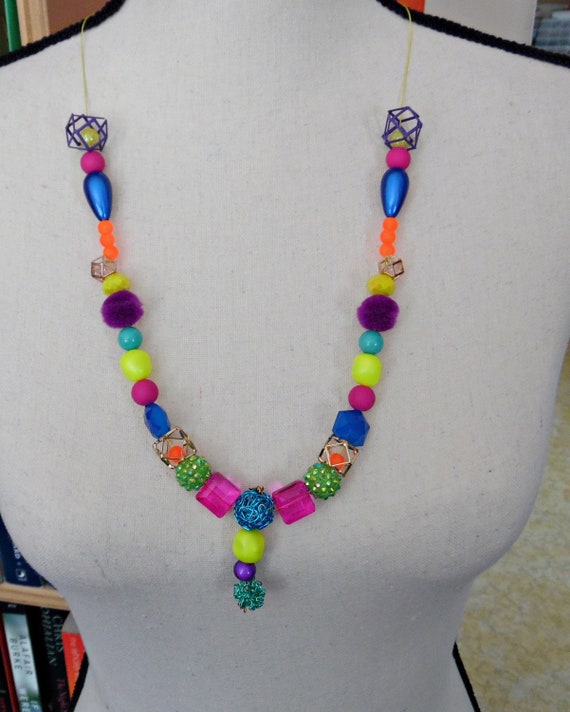 Remember the 80s Necklace 1980s Neon Necklace Made With | Etsy