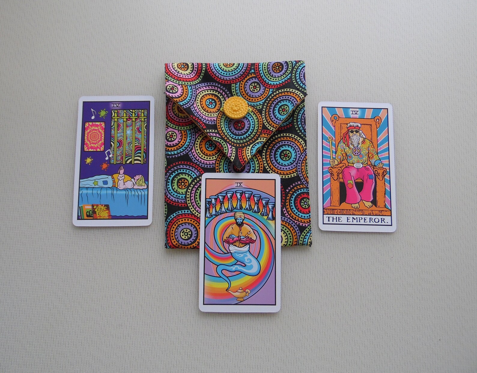 Trippy Tarot Bag With Vintage Button (your Choice of Liner Color!) - Etsy