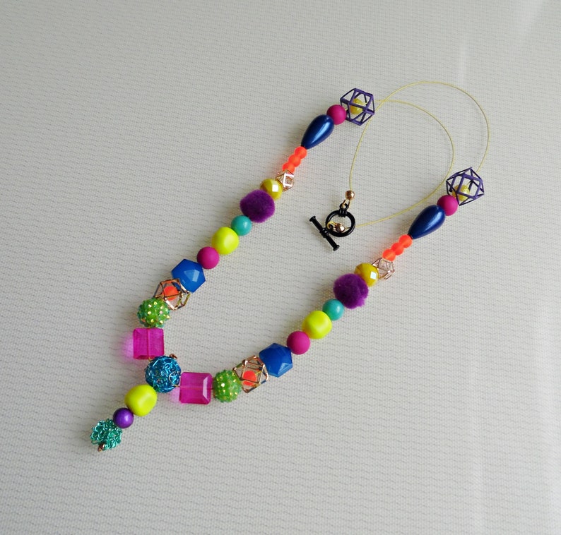 Remember the 80s Necklace 1980s Neon Necklace Made With | Etsy