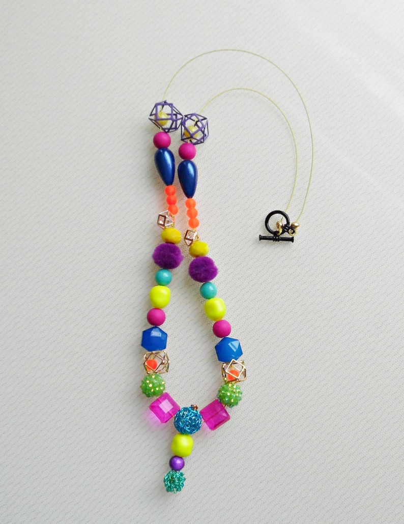 Remember the 80s Necklace 1980s Neon Necklace Made With | Etsy