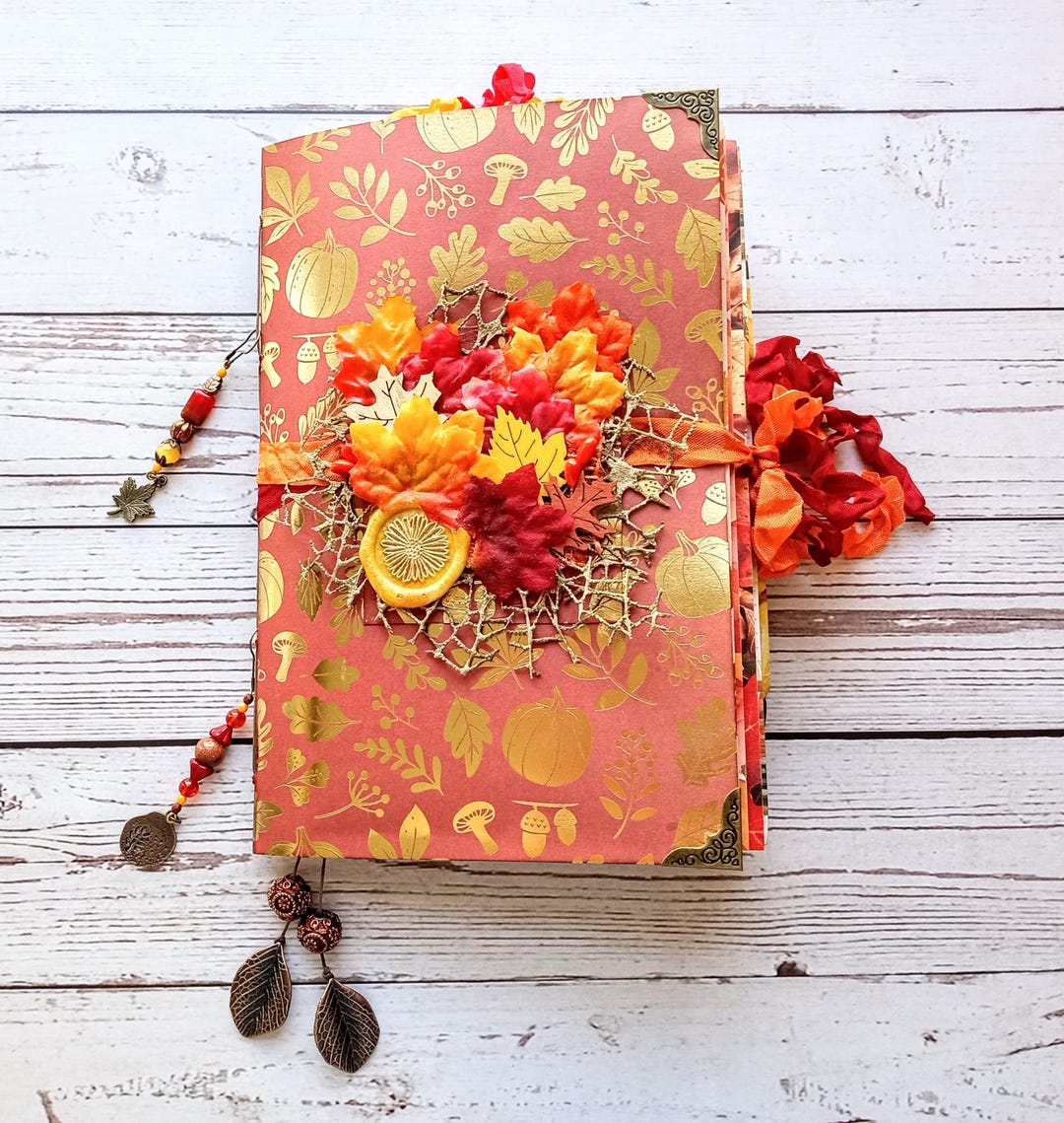 Handmade Autumn Journal - Luxury Embellished Fall Junk Journal With ...