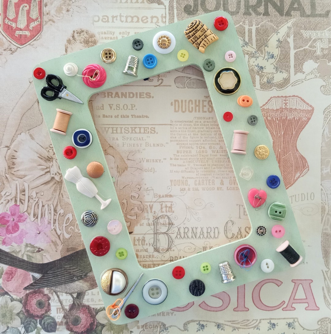 Sewing Theme Button Frame - Vintage Buttons Picture Frame 5 X 7 - Etsy