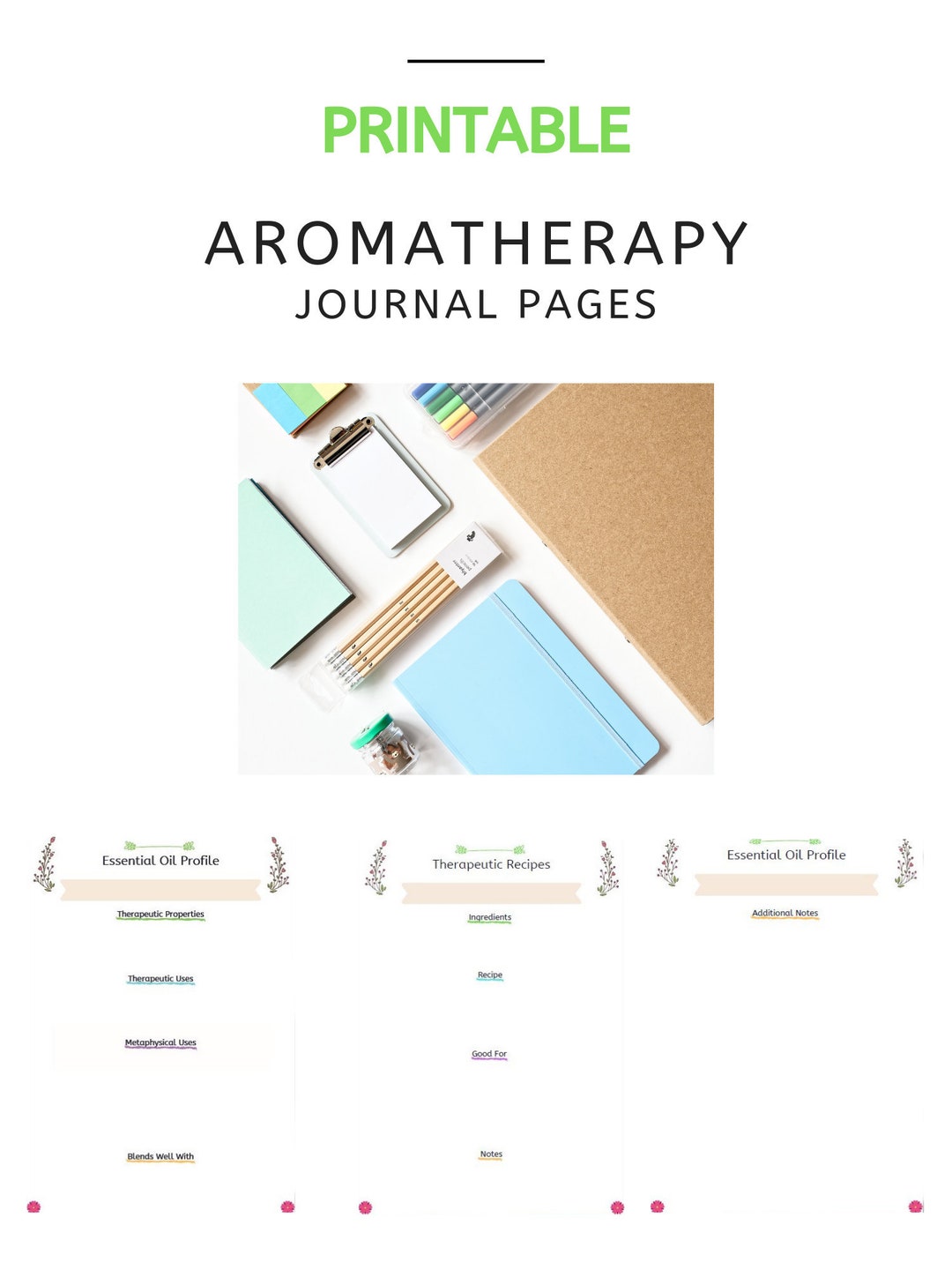 Printable Aromatherapy Journal Pages for Essential Oils - Etsy