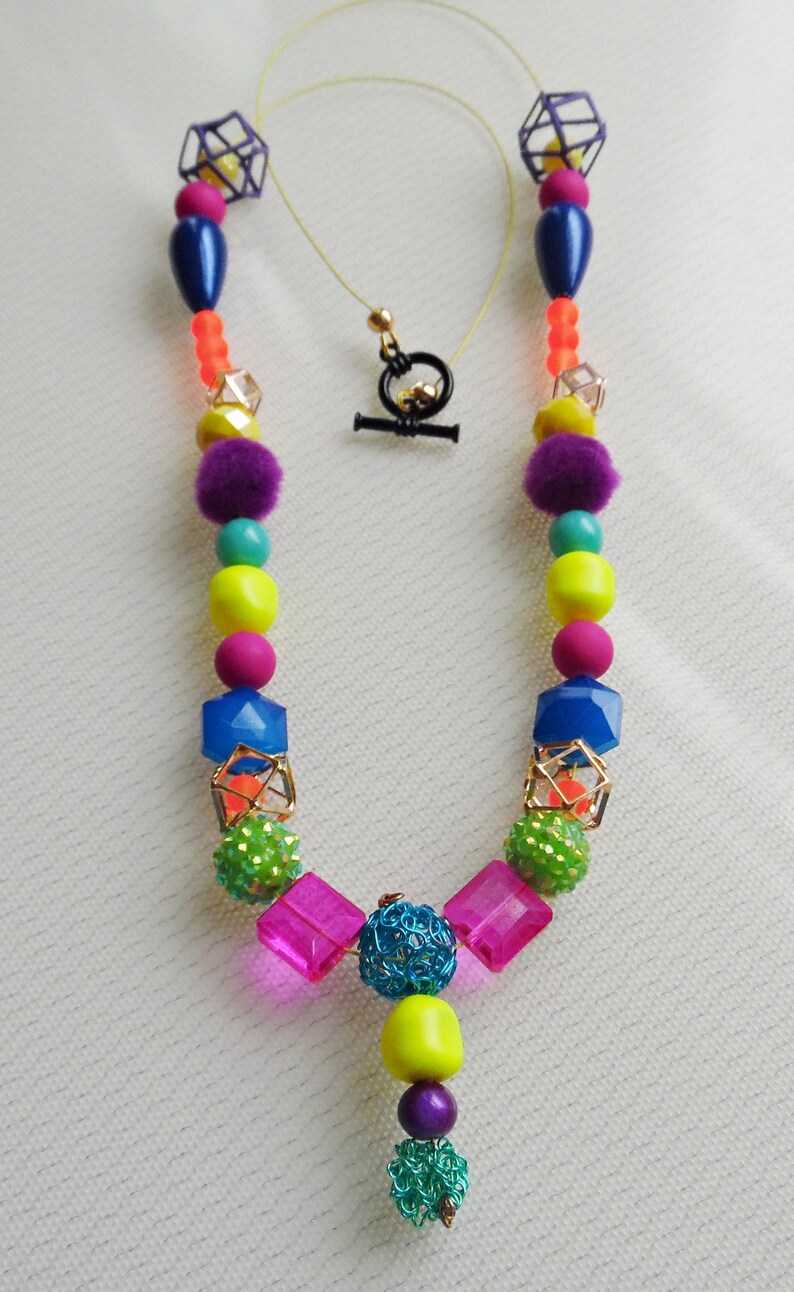 Remember the 80s Necklace 1980s Neon Necklace Made With | Etsy