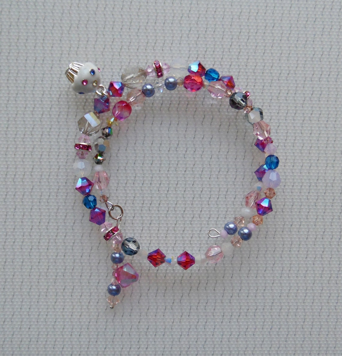 Pink and Blue Swarovski Cupcake Bracelet - Etsy