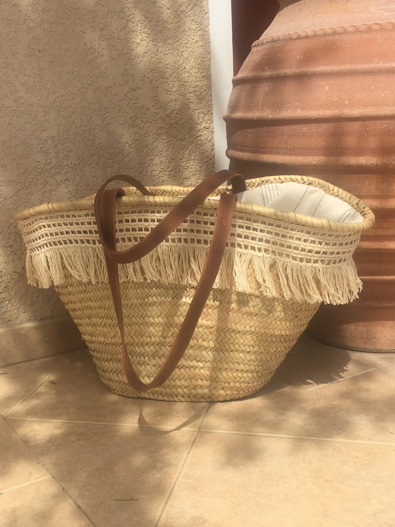 Leather Straw Fringe Bag - Straw Fringe Bags - Straw Tote - Moroccan ...