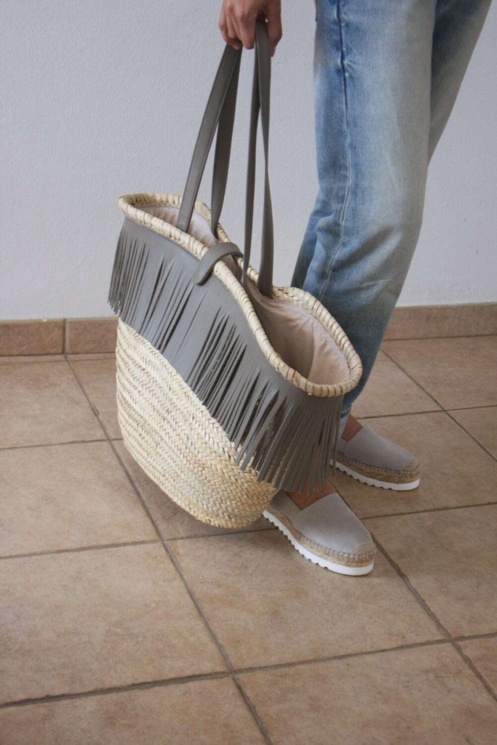 Leather Straw Fringe Bag - Straw Bags - Straw Tote - Raffia Bags ...