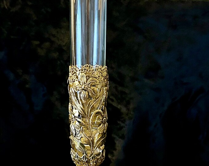 Tall Vintage Gold Ormolu Vase With Glass Insert on Sale ! - Etsy