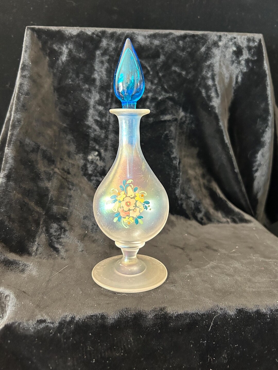 Vintage Verre De Soie Perfume Bottle With a Celeste Blue Stopper - Etsy