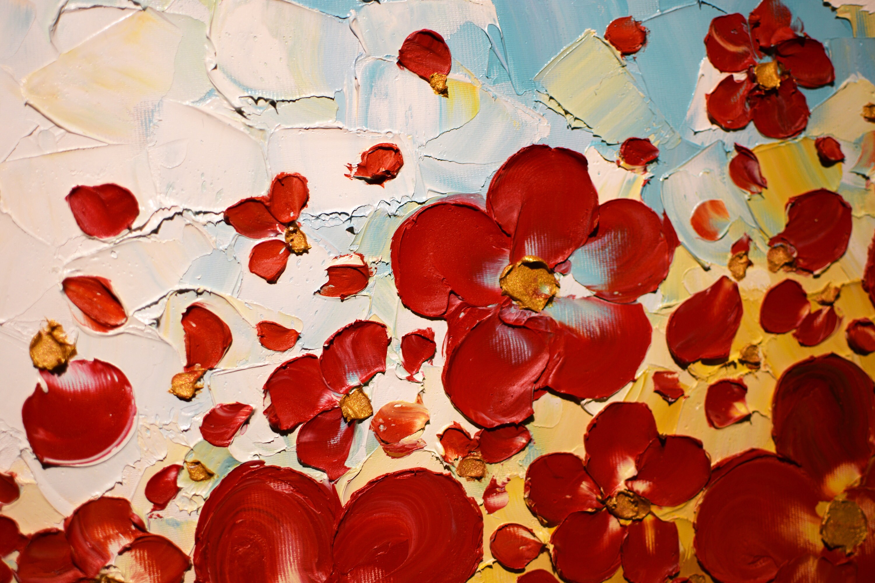 Red Flower Landscape Painting Contemporary Art ORIGINAL | Etsy