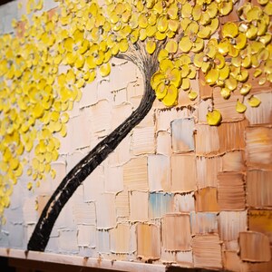 Modern Tree Art Contemporary Painting ORIGINAL Large Abstract Yellow ...