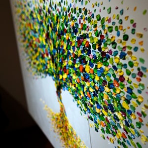 Modern Tree Triptych Painting ORIGINAL Abstract Colorful Blossom Tree ...