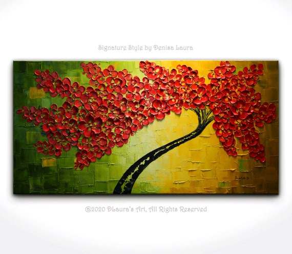 Large blossom tree painting Cherry Tree Contemporary Art | Etsy