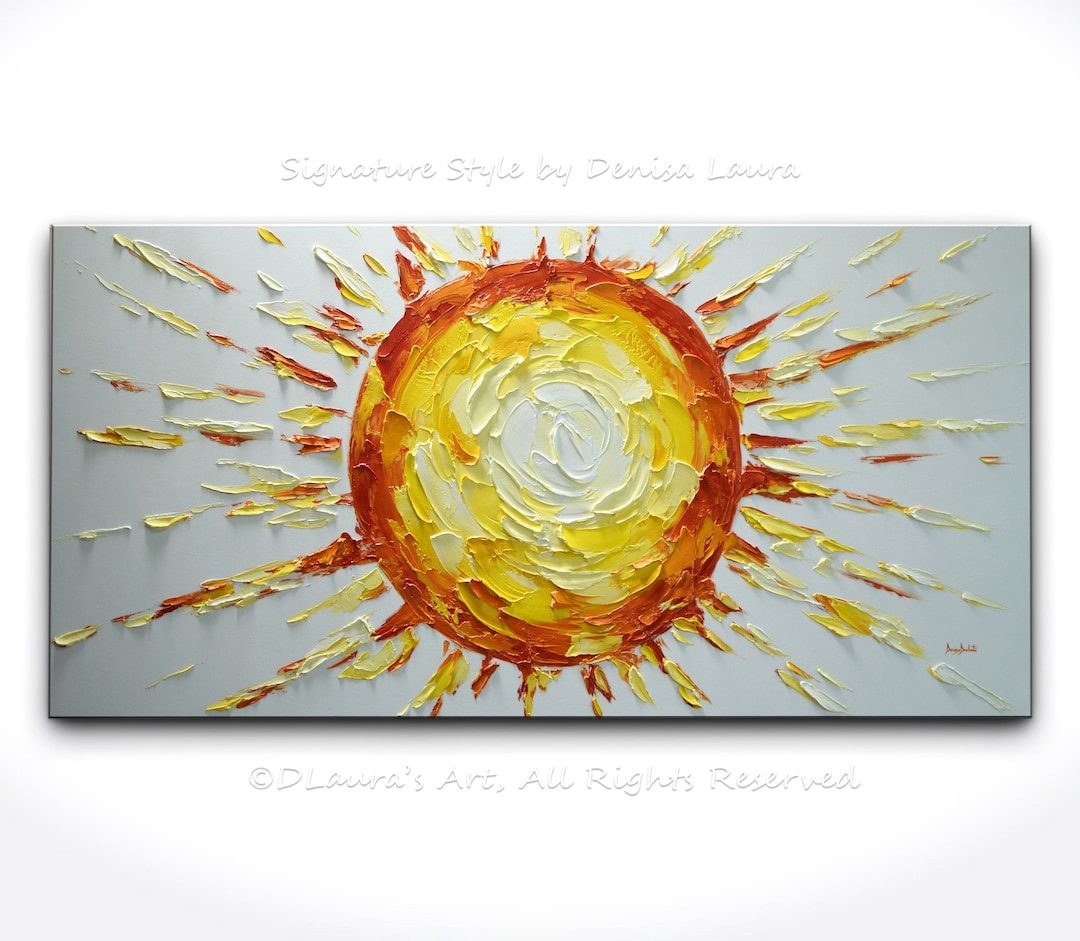 Contemporary Sun Oil Painting on Canvas, Solar Art, the Source of ...