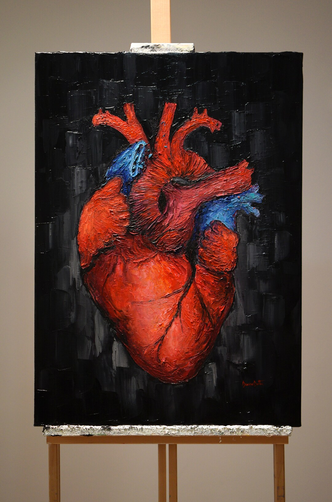 Human Heart Original Oil Painting, Contemporary Heart Painting, Gift ...