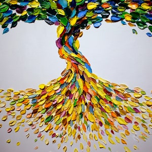 Modern Tree Triptych Painting ORIGINAL Abstract Colorful Blossom Tree ...