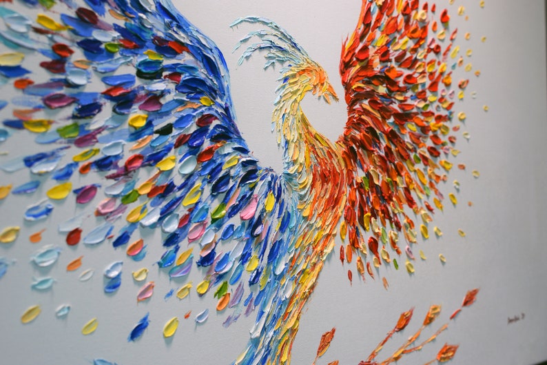 Contemporary Abstract Phoenix Bird Painting ORIGINAL Textured | Etsy