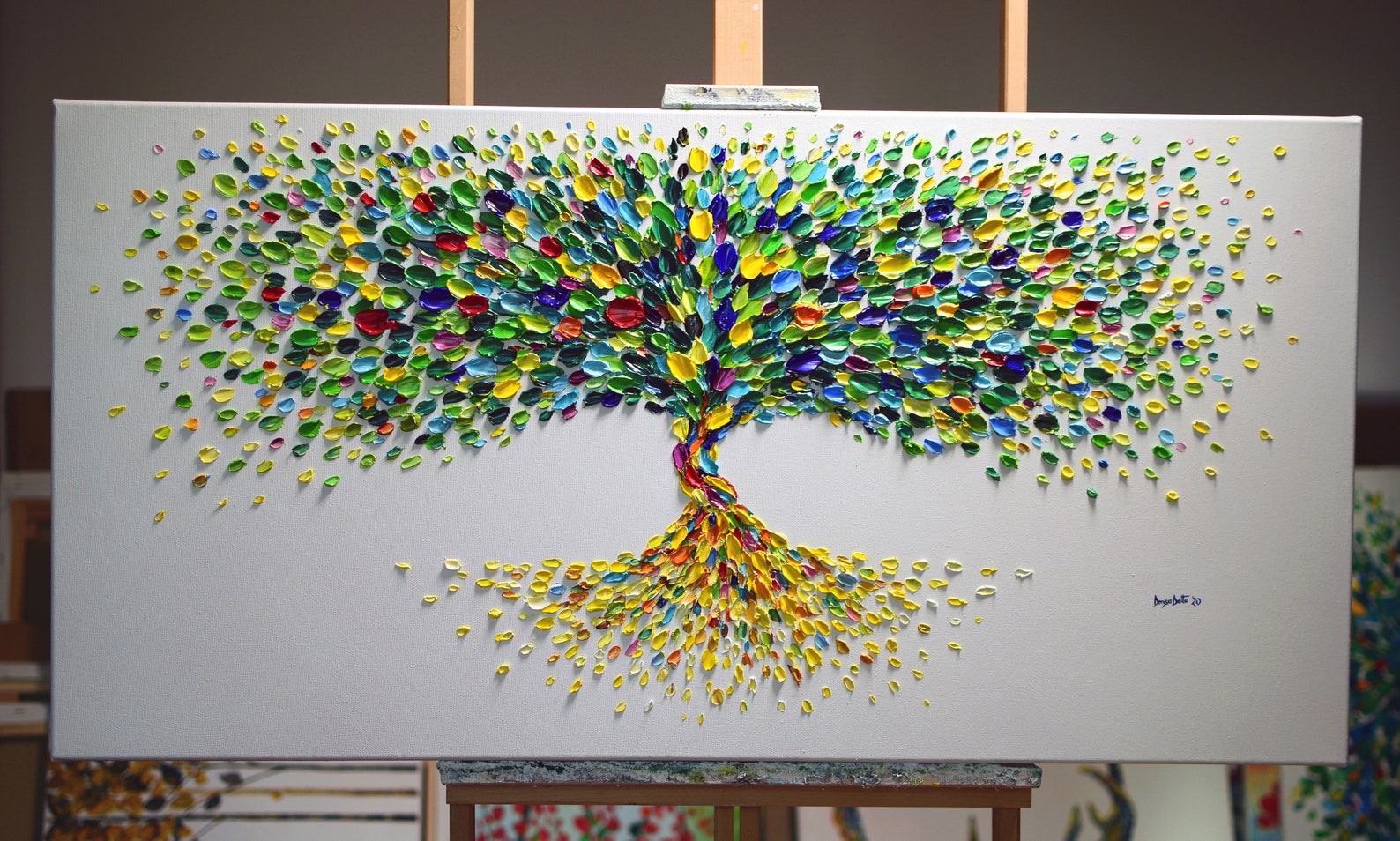 Tree painting Colorful Tree Art tree of life Original oil | Etsy