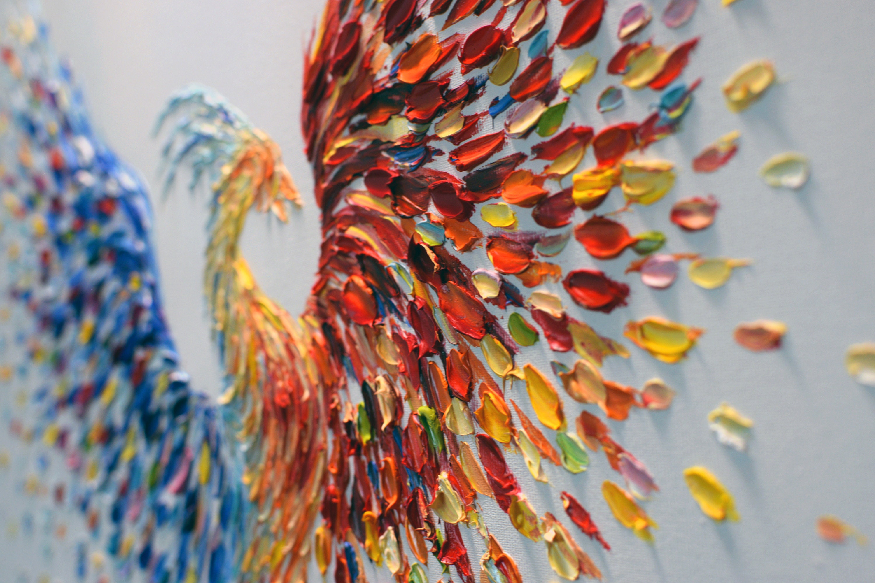 Contemporary Abstract Phoenix Bird Painting ORIGINAL Textured Oil ...