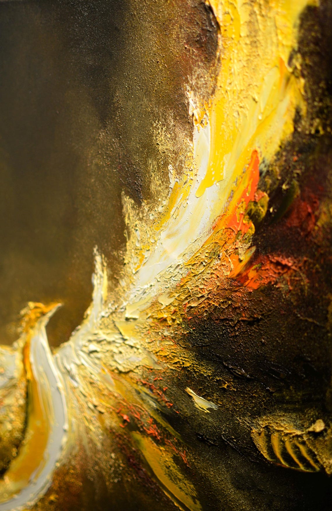 Original Phoenix Oil Painting on Canvas: Abstract Firebird Wall Art ...