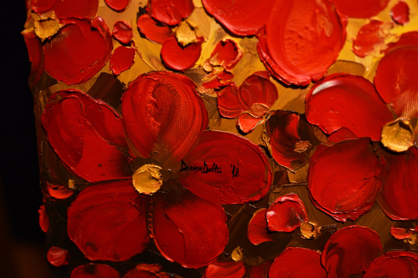 Red Flower Landscape Painting Contemporary Art ORIGINAL | Etsy