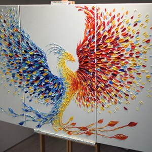 Huge Contemporary Phoenix Bird Painting ORIGINAL 3d Textured Oil ...