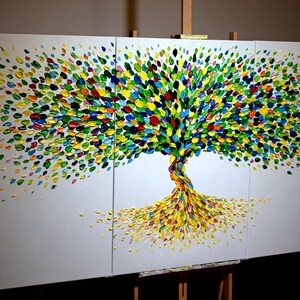 Modern Tree Triptych Painting ORIGINAL Abstract Colorful Blossom Tree ...