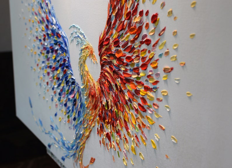 Contemporary Abstract Phoenix Bird Painting ORIGINAL Textured Oil ...