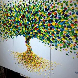 Modern Tree Triptych Painting ORIGINAL Abstract Colorful Blossom Tree ...