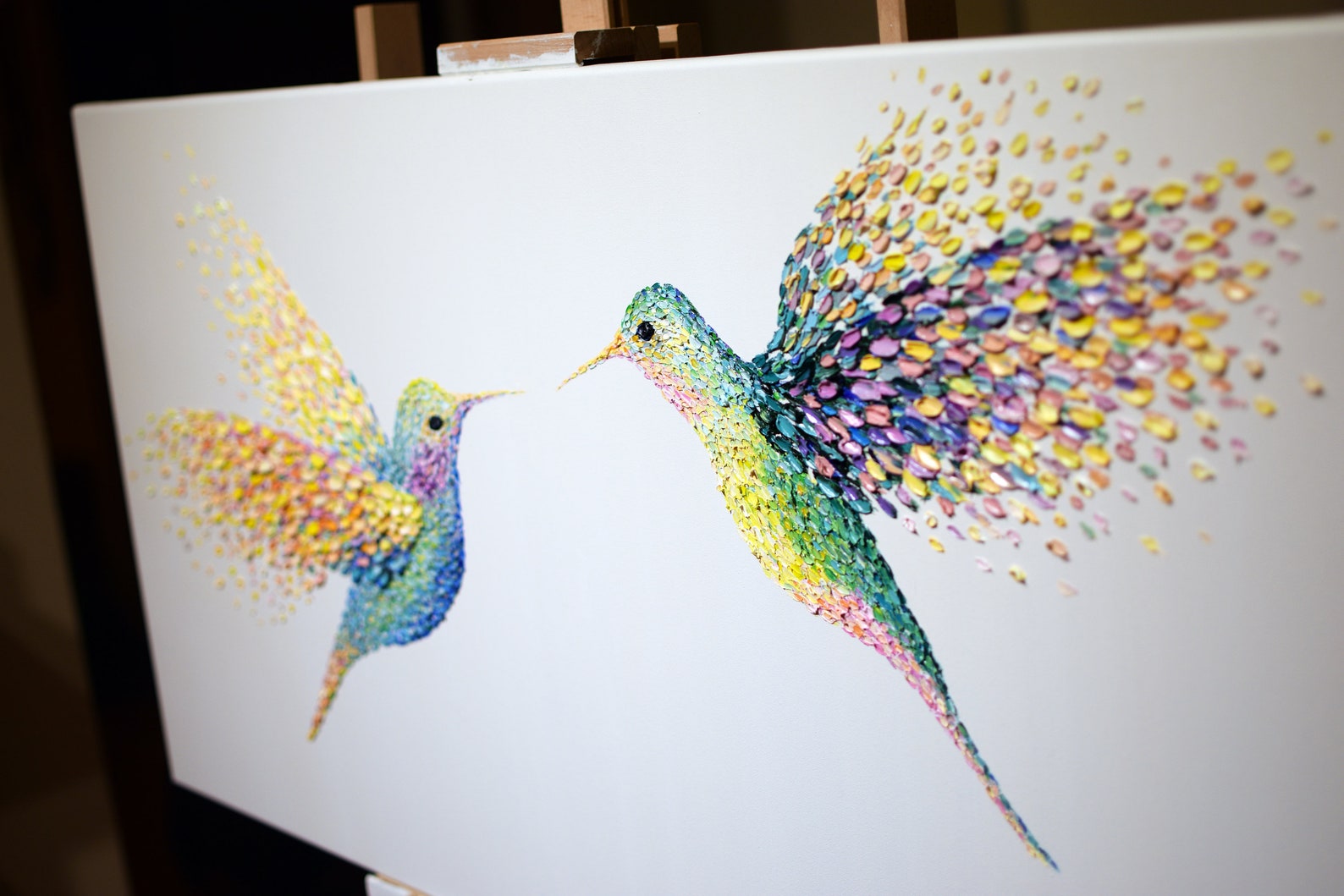 Contemporary Abstract Hummingbirds Diptych Painting ORIGINAL - Etsy