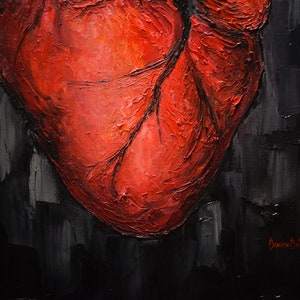Human Heart Original Oil Painting, Contemporary Heart Painting, Gift ...