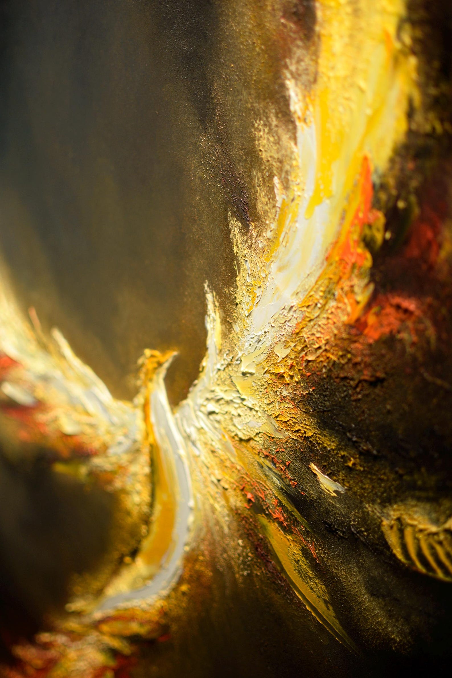 Original Phoenix Oil Painting on Canvas: Abstract Firebird Wall Art ...