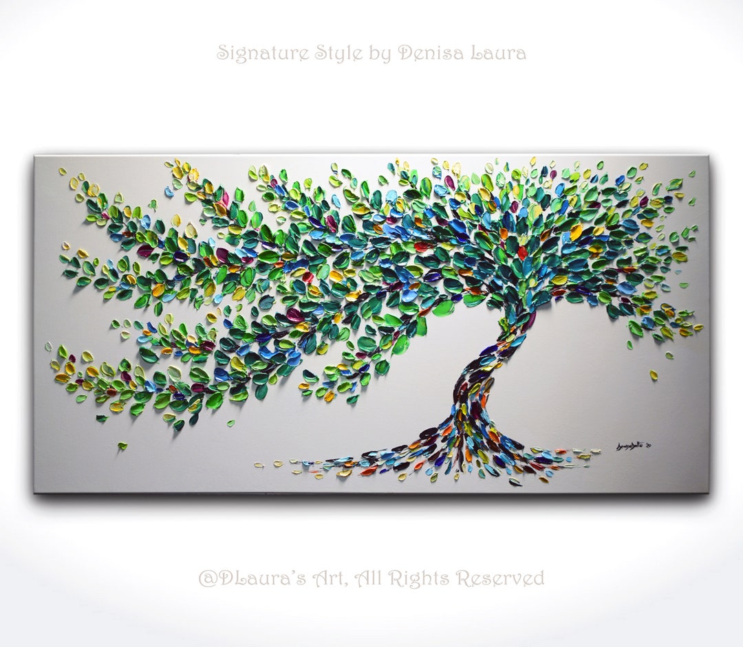 Tree of Life, Original Handmade Oil Painting on Canvas, Large Size ...