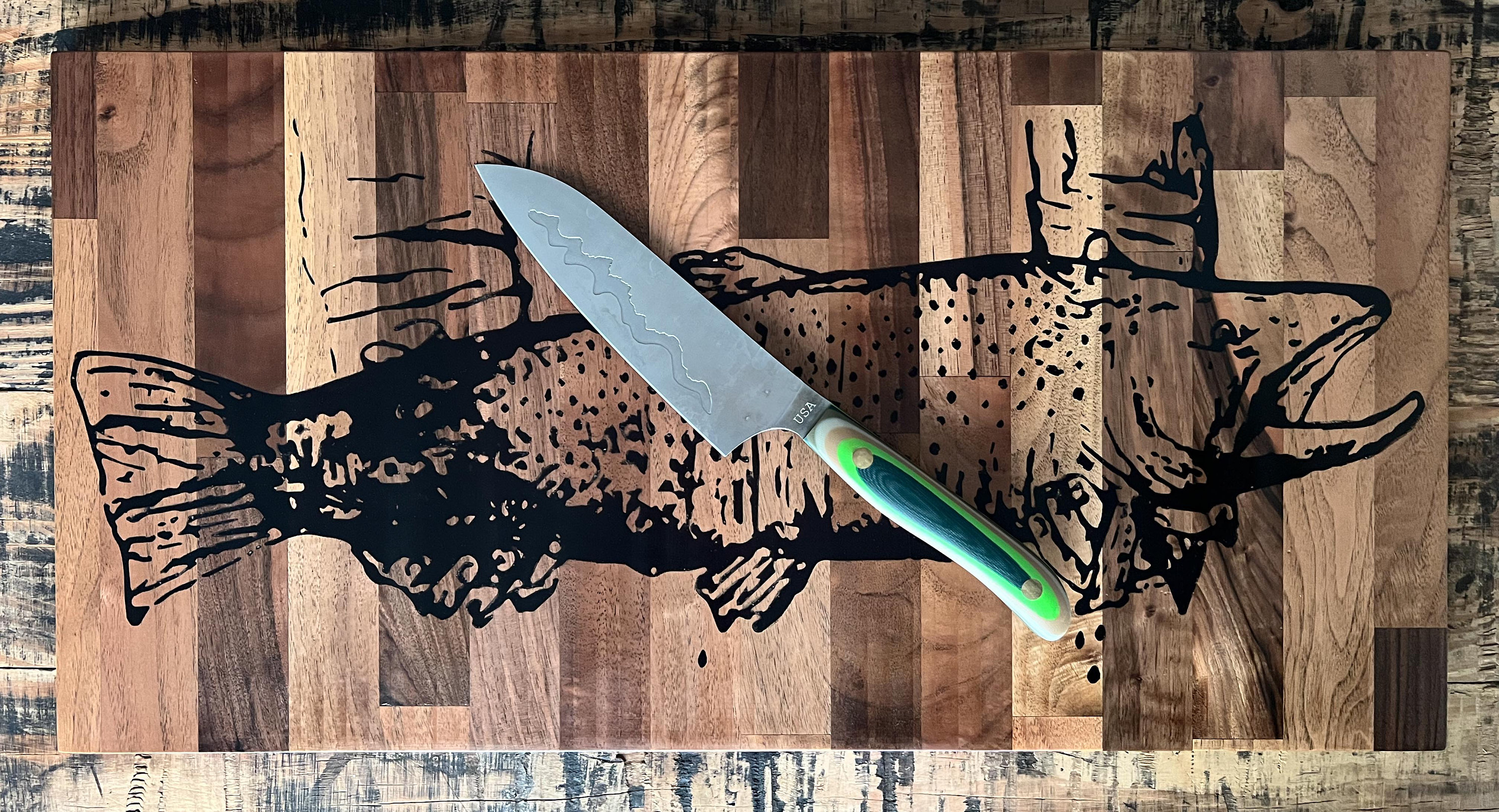 Blackfoot River Topo Map / Trout Fish Cutting Board Made in Bozeman ...